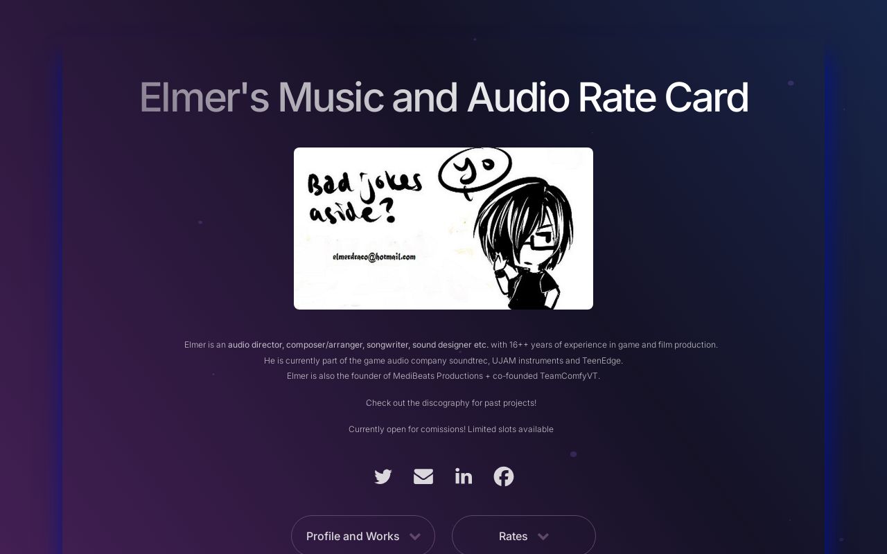 Elmer's Music and Audio Rate Card